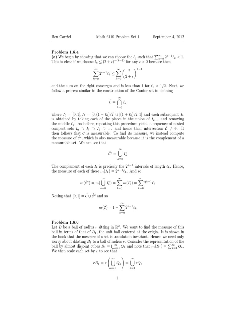 Math 6110 Pset 1 | PDF | Sequence | Measure (Mathematics)