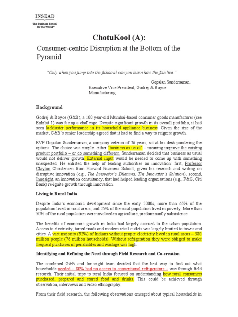 Chotukool Case | PDF | Refrigerator | Innovation