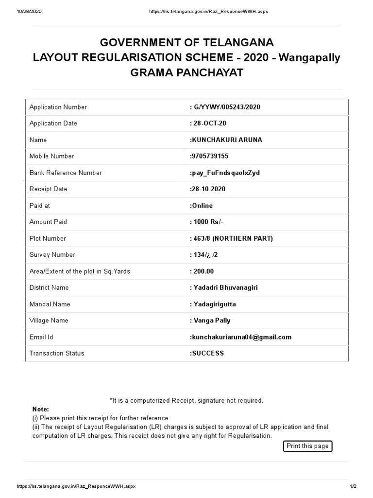Government of Telangana Layout Regularisation Scheme - 2020 ...