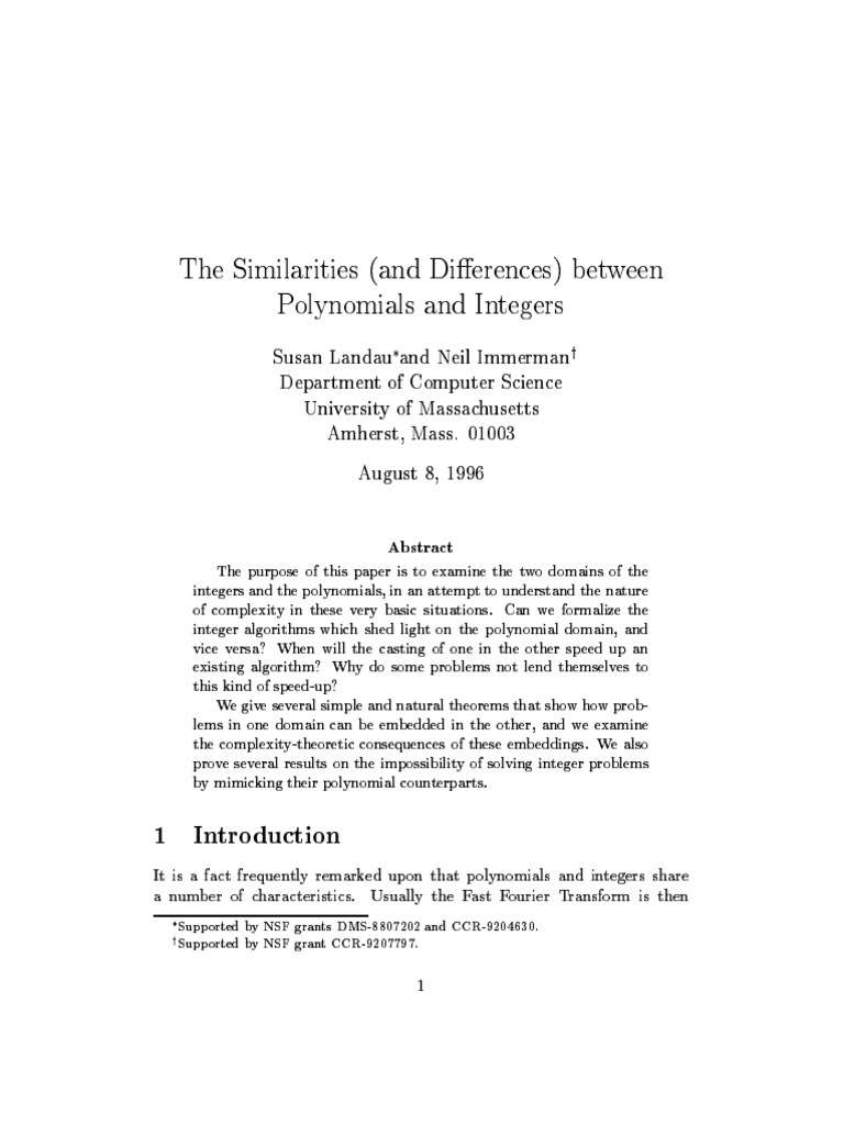 The Similarities and Differences Between Polynomials and Integers | PDF | Factorization | Time ...