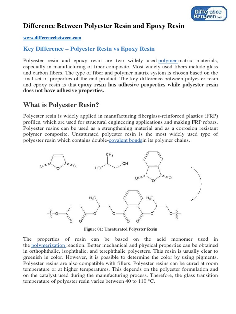 Difference Between Polyester Resin and Epoxy Resin | PDF | Epoxy ...