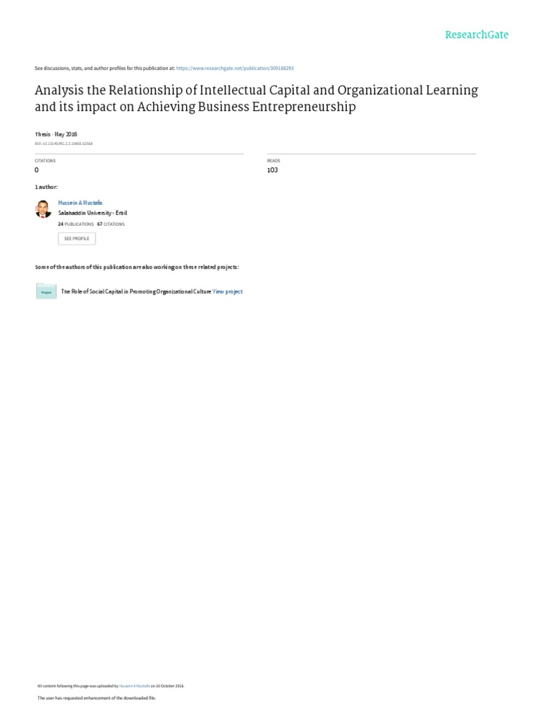 Analysis The Relationship of Intellectual Capital and Organizational Learning and Its Impact On ...