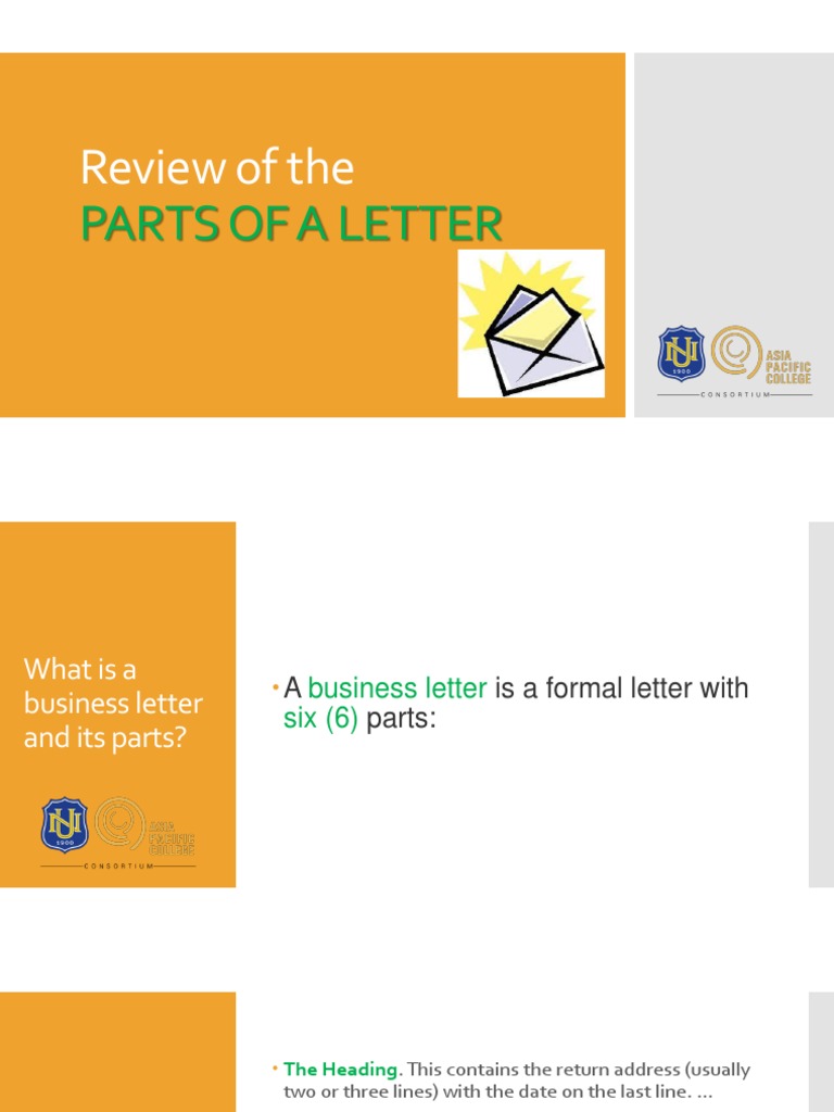 Parts of A Business Letter | PDF | Text | Human Communication