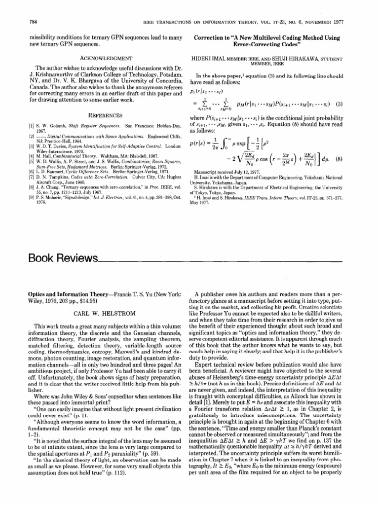 A New Multilevel Coding Method Using Error-Correcting Codes - Correction To | PDF | Uncertainty ...