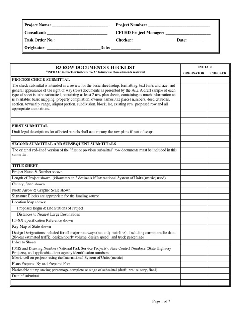 CFLHD R3ROW Document Checklist | PDF | Land Lot | Easement