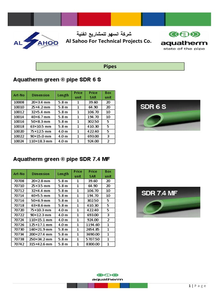 Price List 2016 Aquatherm - Green Pipes PDF | PDF | Valve | Screw