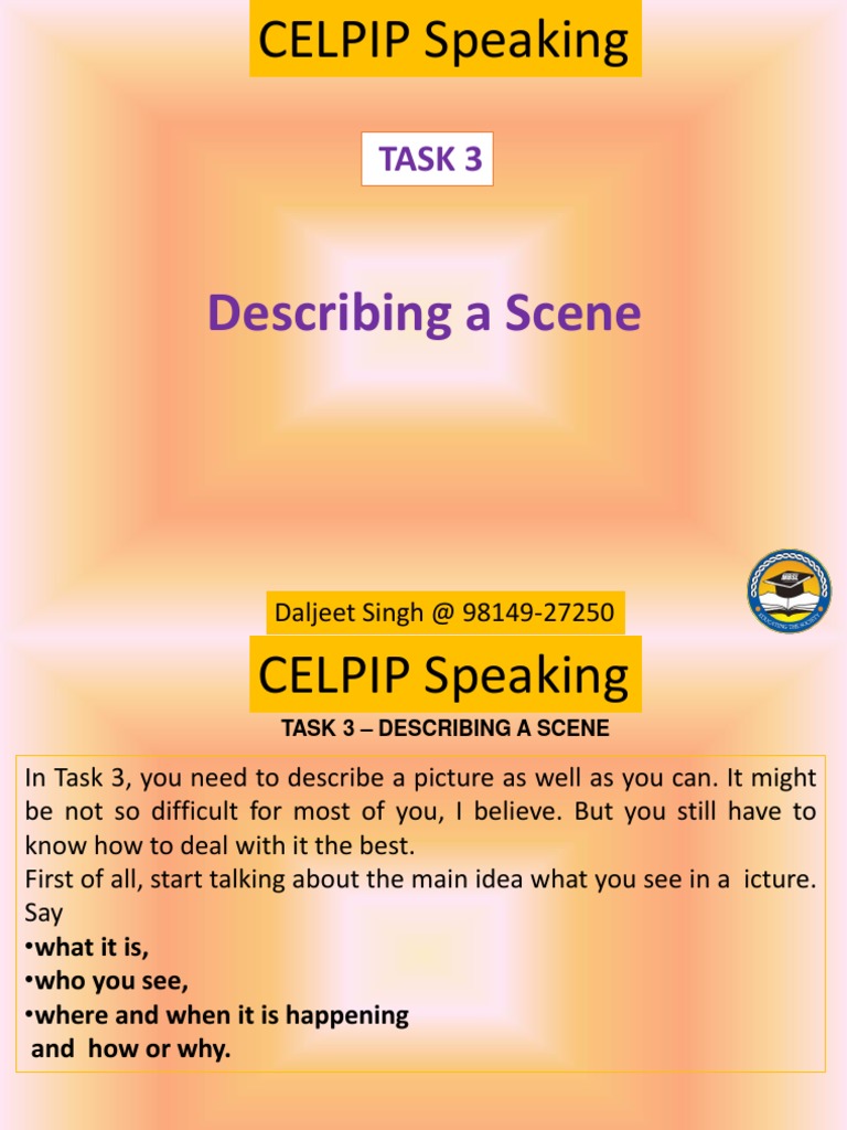 Celpip Task 3 Describing A Scene | PDF | Restaurants | Restaurant And ...