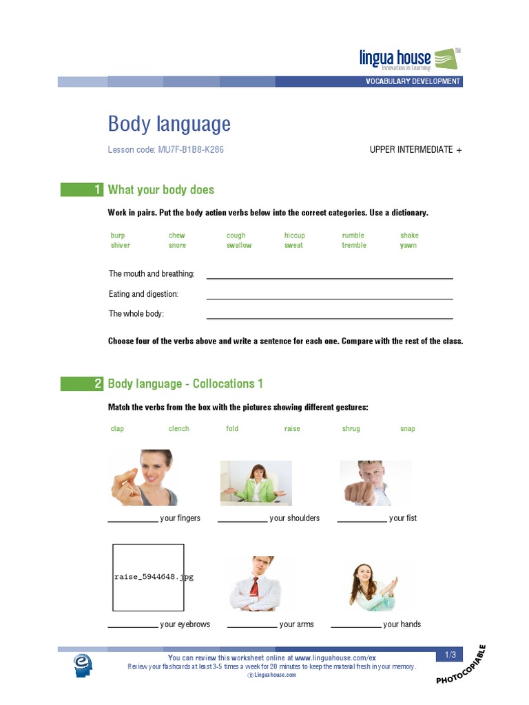 Body Language: Lingua House Lingua House | Download Free PDF | Body ...