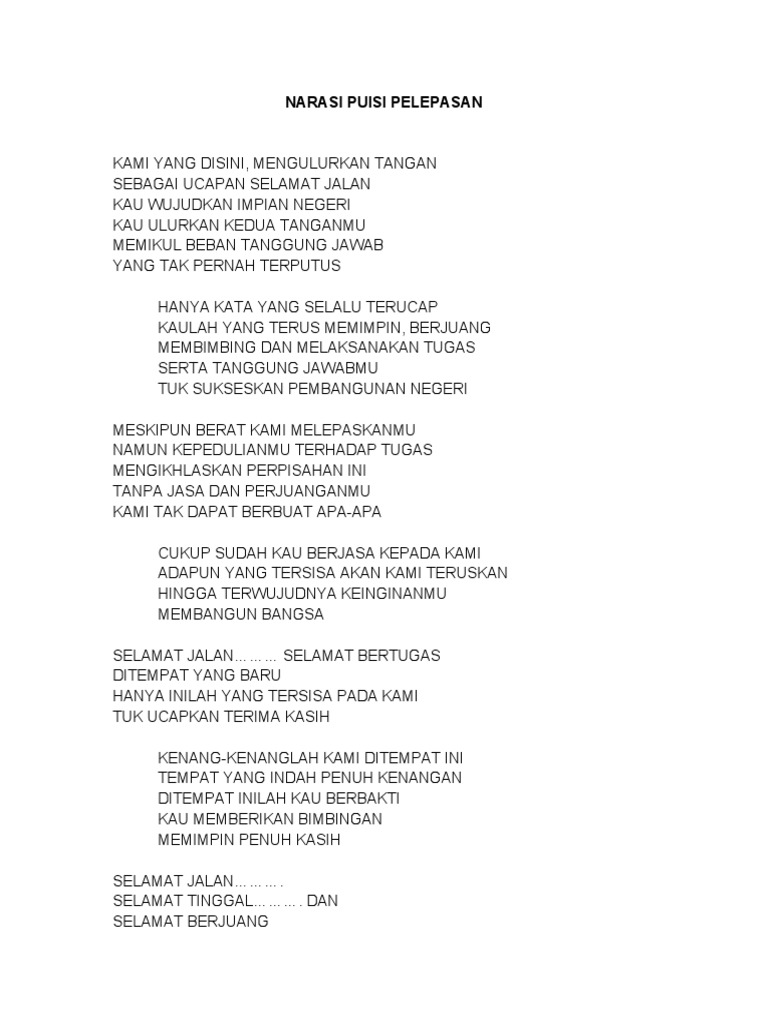 Narasi Puisi Pelepasan | PDF