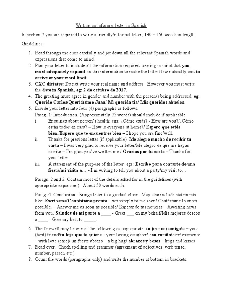 Writing an Informal Letter in Spanish | PDF | Syntax | Cognitive Science