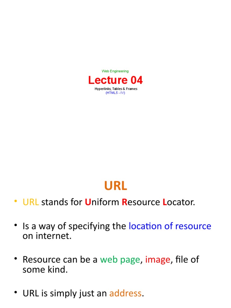 Web Engineering Hyperlinks Tables And Frames Pdf Html Element Port Computer Networking