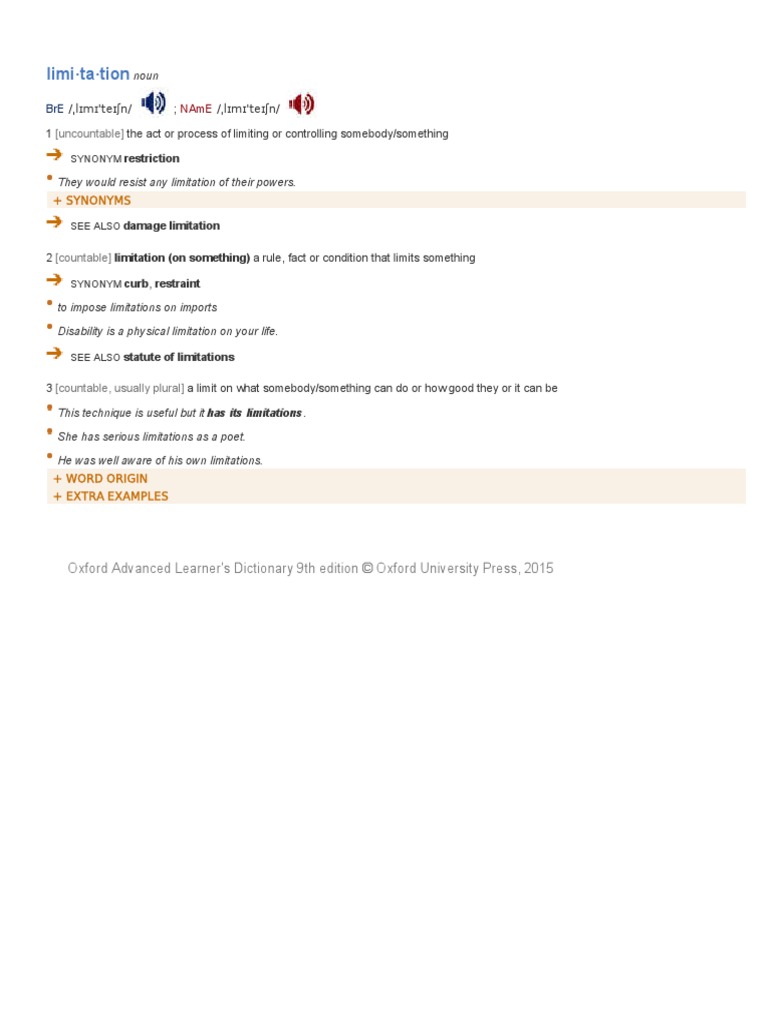 Understanding Limitations: Definition & Examples | PDF