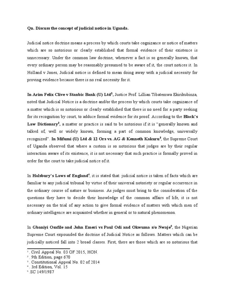 Doctrine of Judicial Notice | PDF | Judicial Notice | Evidence (Law)