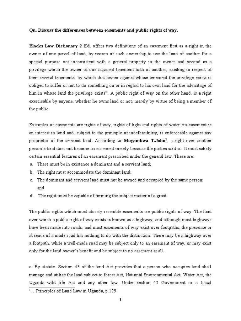 Differences Between Easements and Rights of Way | PDF | Easement ...