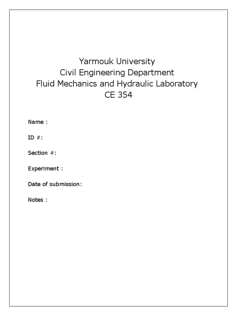 Yarmouk University Civil Engineering Department Fluid Mechanics and ...