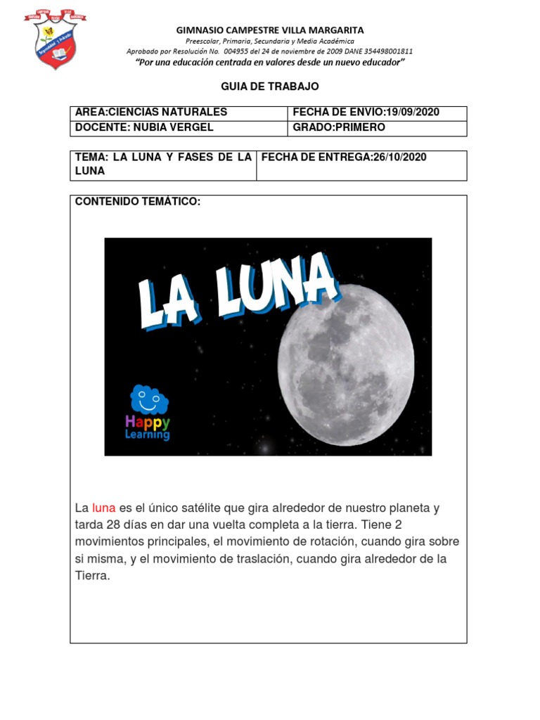 Guia Fases de La Luna | PDF | Luna | Tierra
