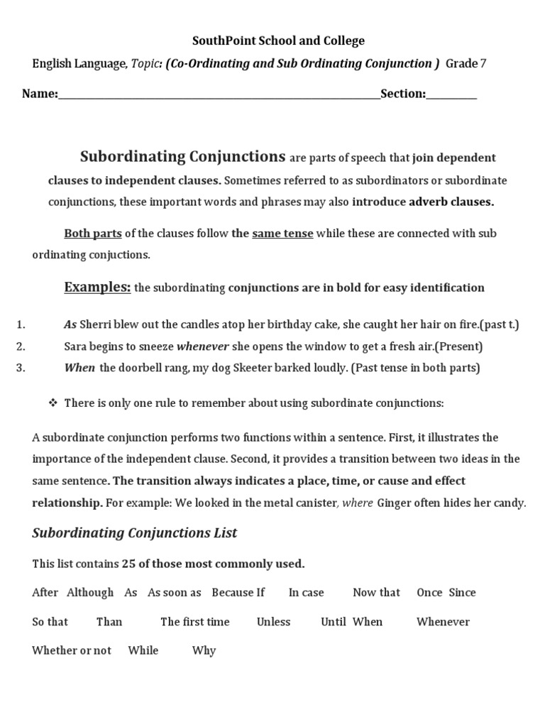 Subordinating Conjunctions: Examples | PDF | Morphology | Semantic Units