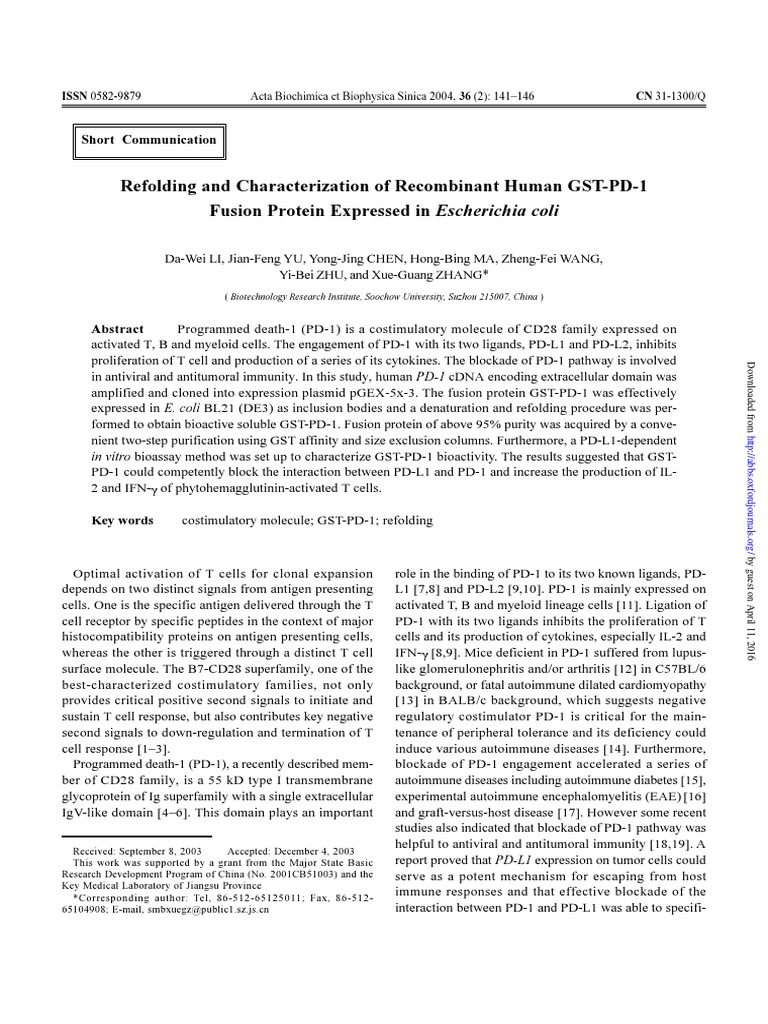 Refolding and Characterization of Recomb | PDF | Protein Purification ...
