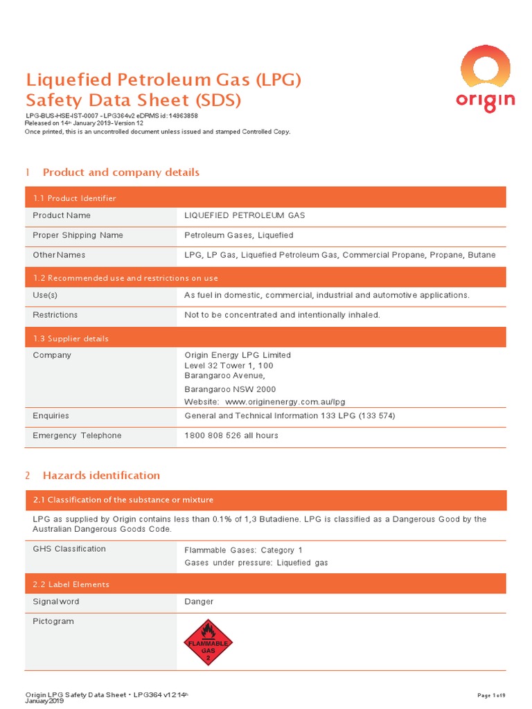 LPG Safety Data Sheet Overview | PDF | Liquefied Petroleum Gas | Propane