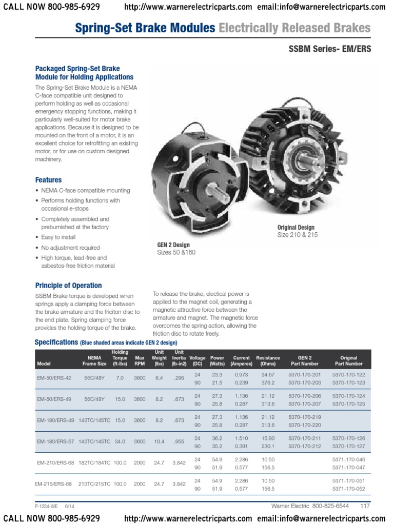 Spring-Set Brake Modules: Electrically Released Brakes | PDF