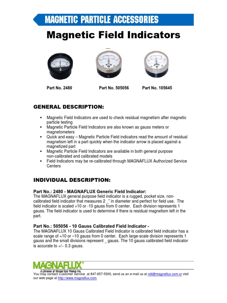 Magnaflux Magnetic Field Indicators | PDF | Magnetometer | Magnetic Field