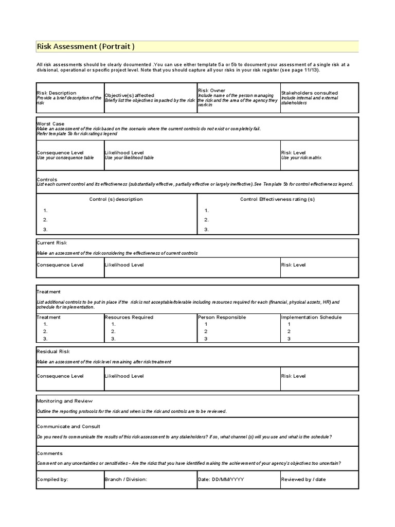 Risk Assessment (Portrait) | PDF | Risk Assessment | Risk