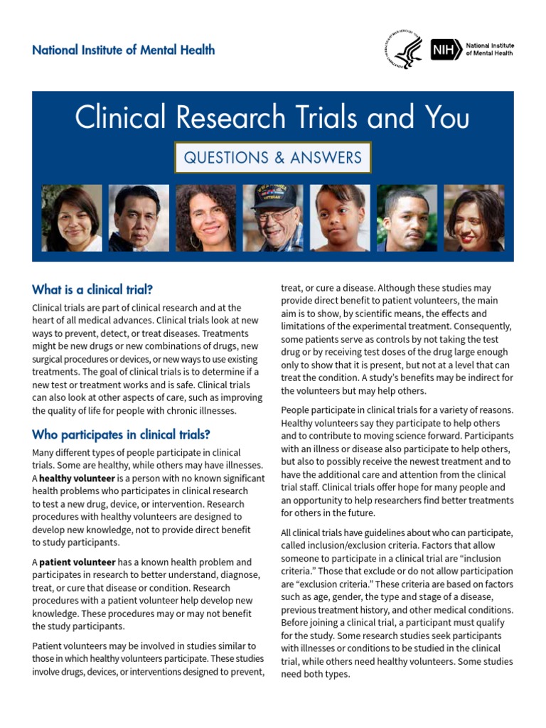 Clinical Research Trials and You: Questions & Answers | PDF | Clinical ...