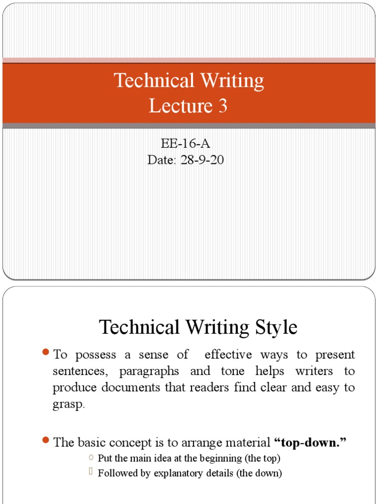 Technical Writing Lecture 3 | PDF | Phrase | Sentence (Linguistics)