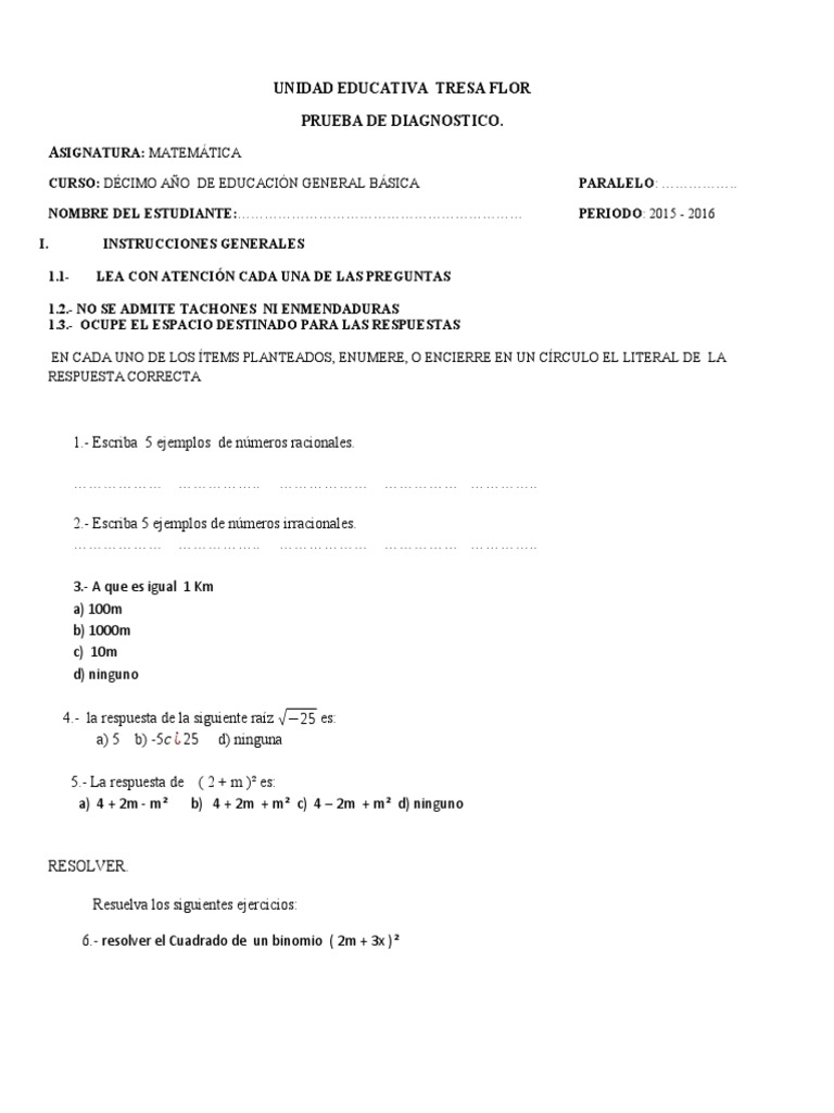 Examen de Dig - Decimo EGB TF | PDF