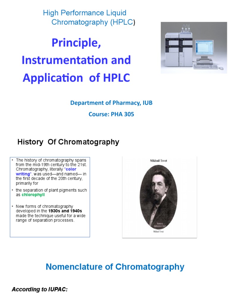 Principle, Instrumentation and Application of HPLC: High Performance ...