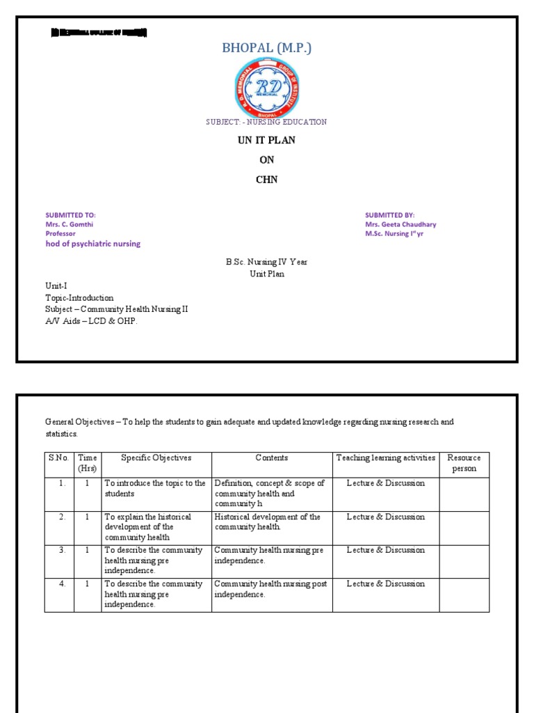 Bhopal (M.P.) : Un It Plan ON CHN | PDF