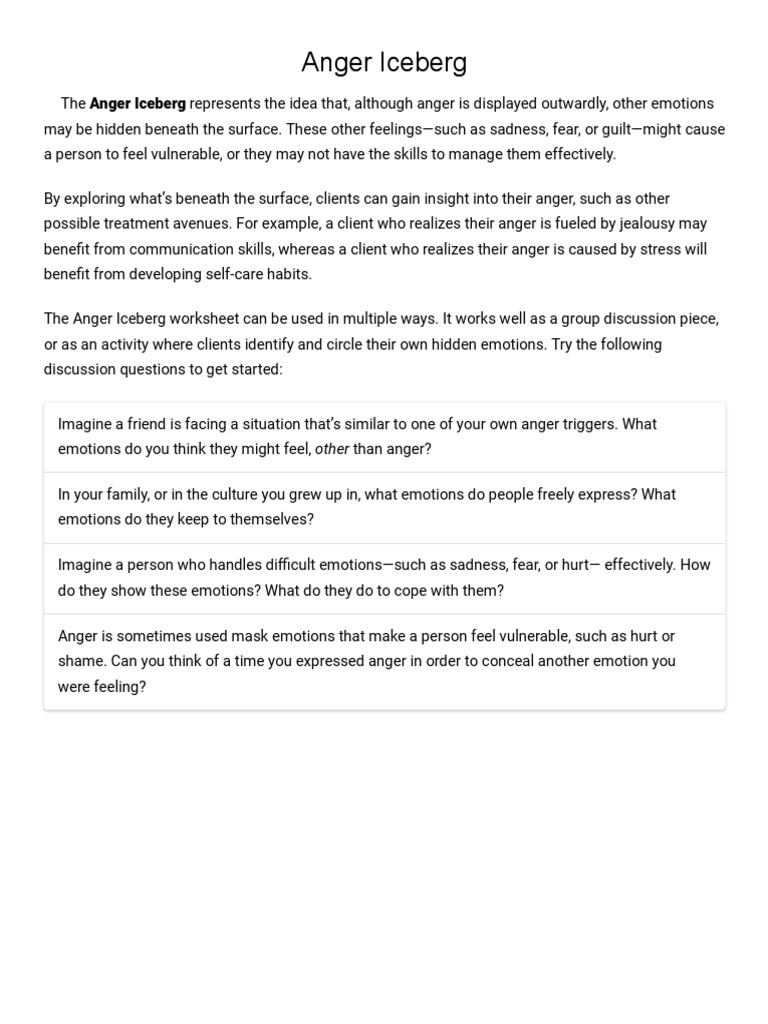 Understanding the Anger Iceberg | PDF