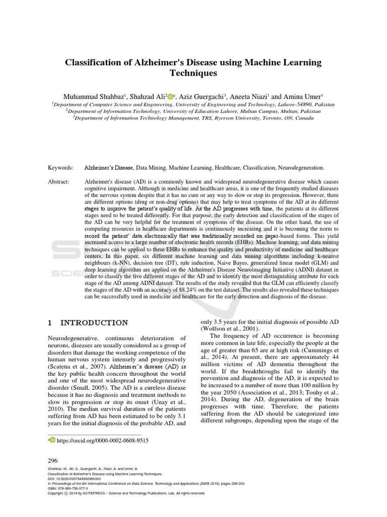 4 Classification of Alzheimer's Disease Using Machine Learning | PDF ...