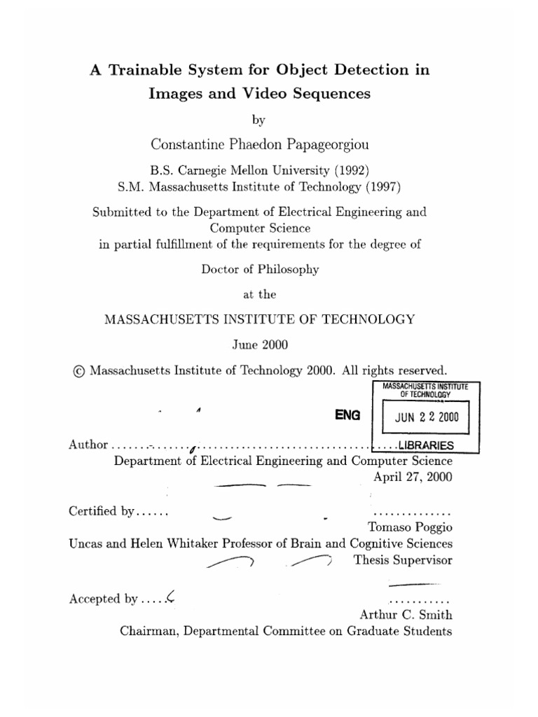 A Trainable System For Object Detection in Images and Video Sequences | PDF | Statistical ...