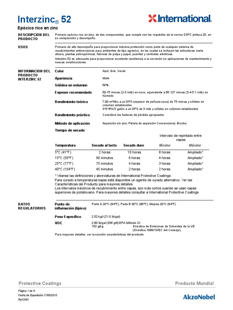 INTERZINC 52 2561-P-spa-usa-LTR | PDF | Zinc | Pintar