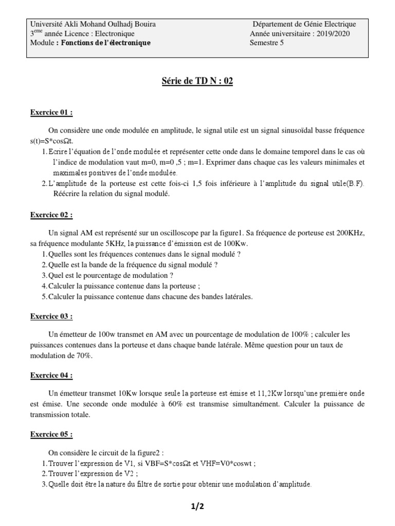 TD 2 Avec Correction (Modulation) | PDF | Modulation | Émetteur