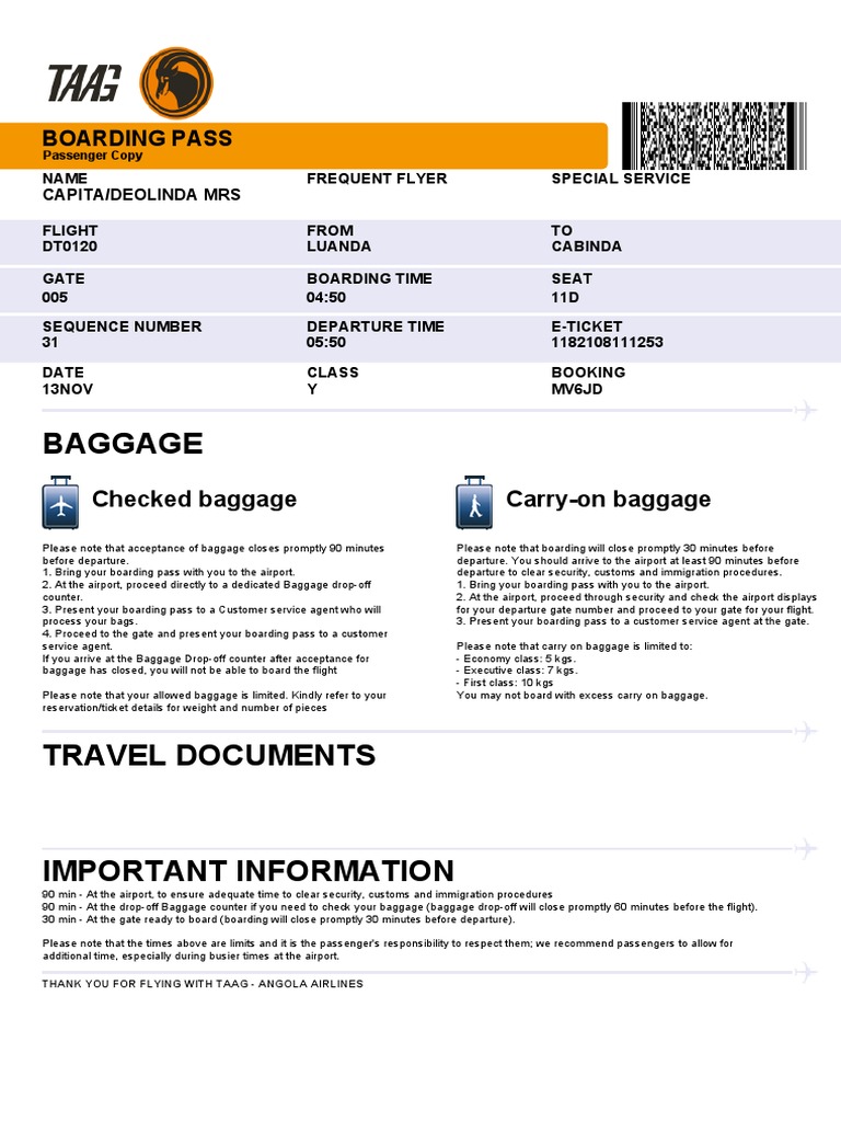 DT 0120 20191113 Boardingpass | PDF | Baggage | Airport