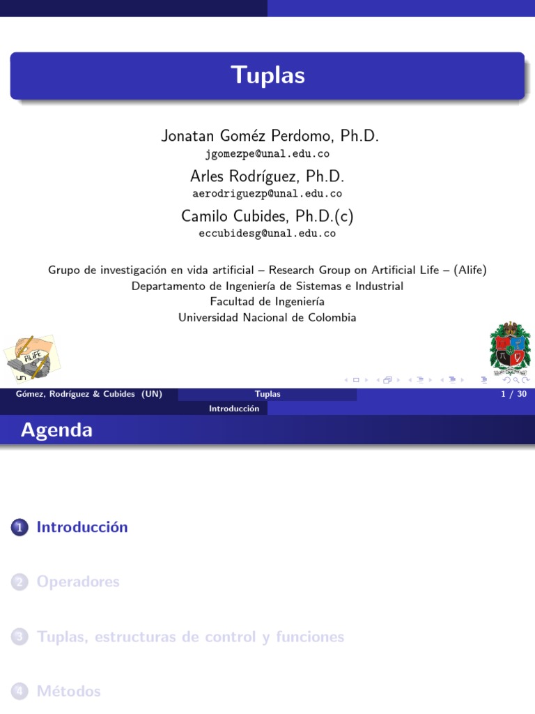 Presentacion Sesión-Tuplas | PDF | Python (lenguaje de programación) | Flujo de control