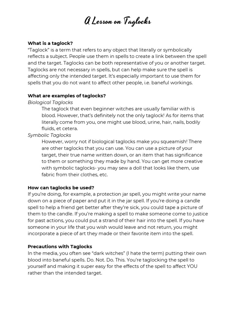 A Lesson On Taglocks: What Is A Taglock? | PDF