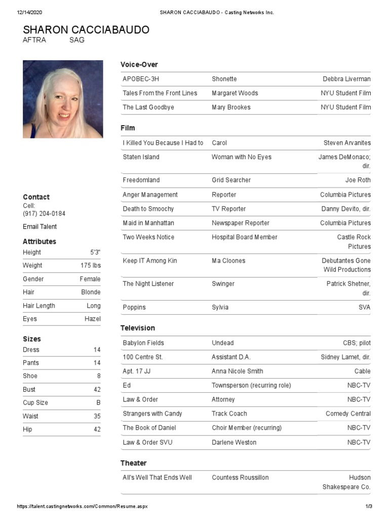 Resume - CN - Sharon Cacciabaudo | PDF