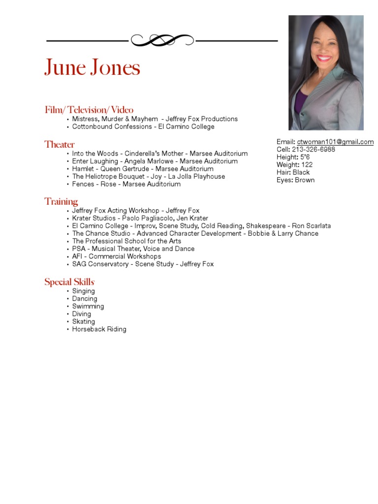June Jones Acting Resume | PDF | Art
