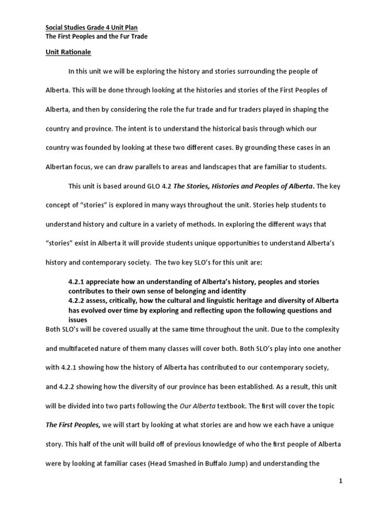 Social Studies Grade 4 Unit | PDF | Alberta | Rubric (Academic)