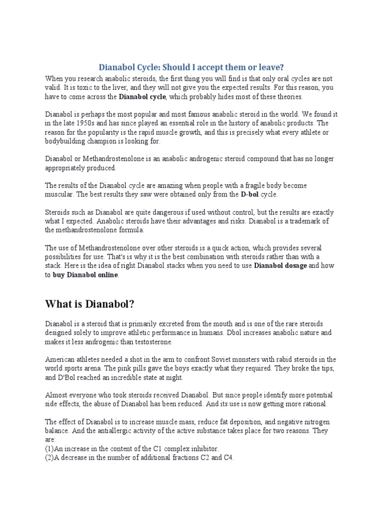 Benefits of Dianabol Cycle | PDF | Endocrine System | Drugs