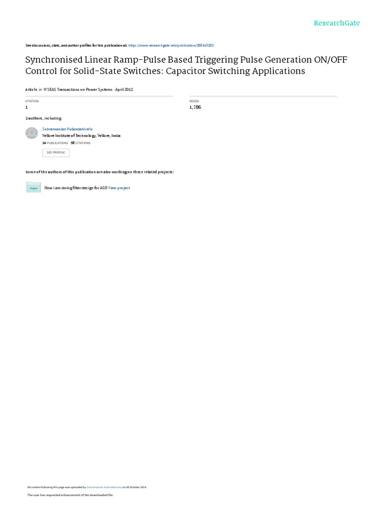 Synchronised Linear Ramp-Pulse Based Triggering Pulse Generation ON/OFF ...