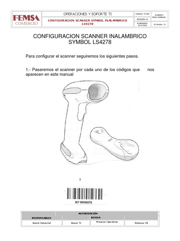 Manual Configuracion Scanner Inalambrico Symbol LS4278-1 | PDF ...
