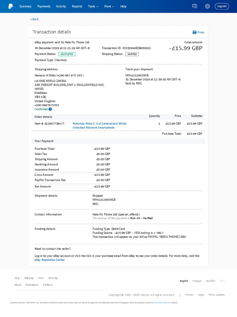 Transaction Details - PayPal | PDF | Pay Pal | Financial Transaction
