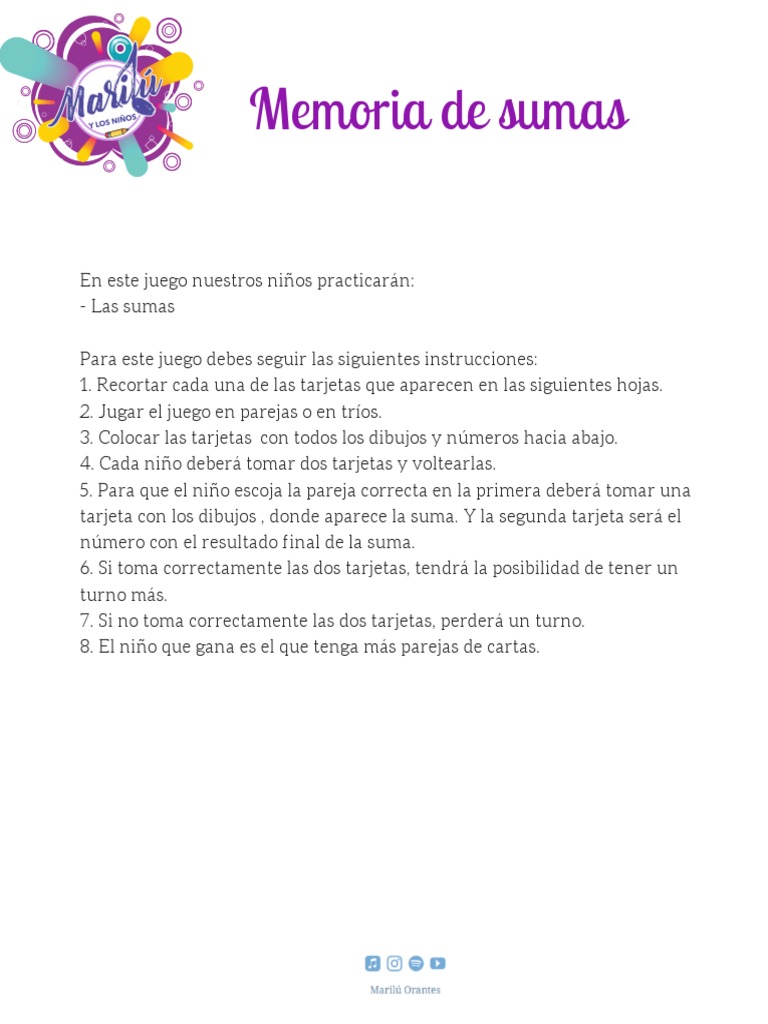 Memoria de Sumas | PDF