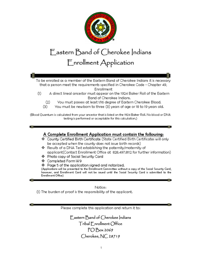 Enrollment Application - Cherokee | PDF | Withholding Tax | Grandparent