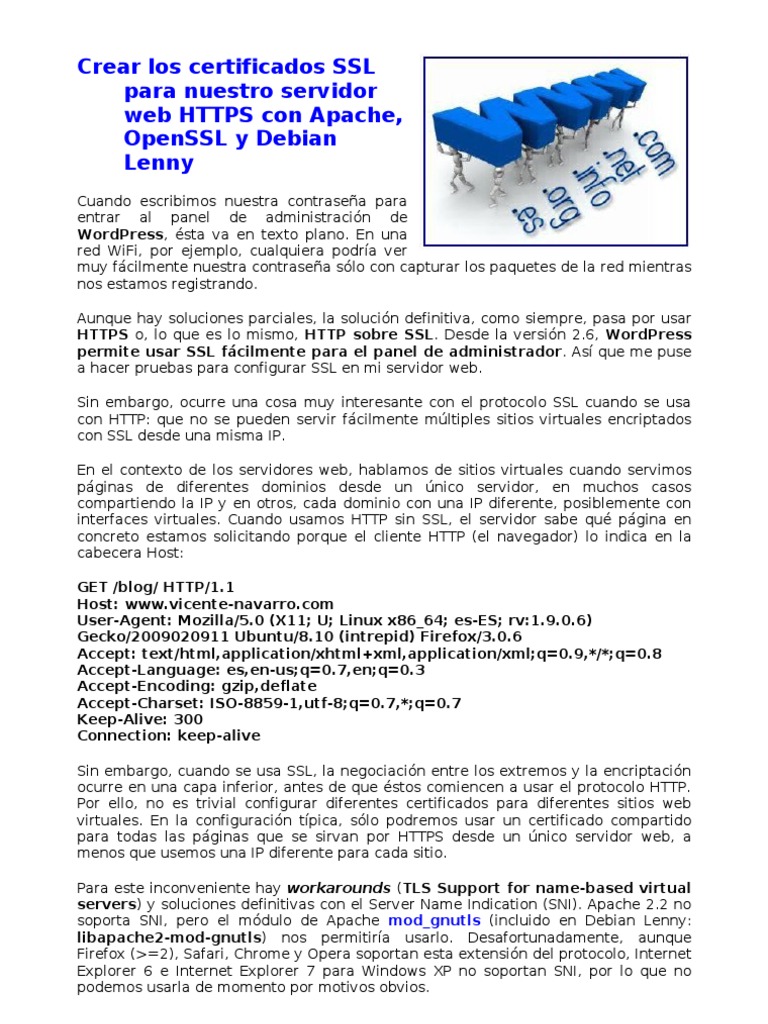 Crear Los Certificados SSL para Nuestro Servidor Web HTTPS Con Apache, OpenSSL y Debian Lenny ...