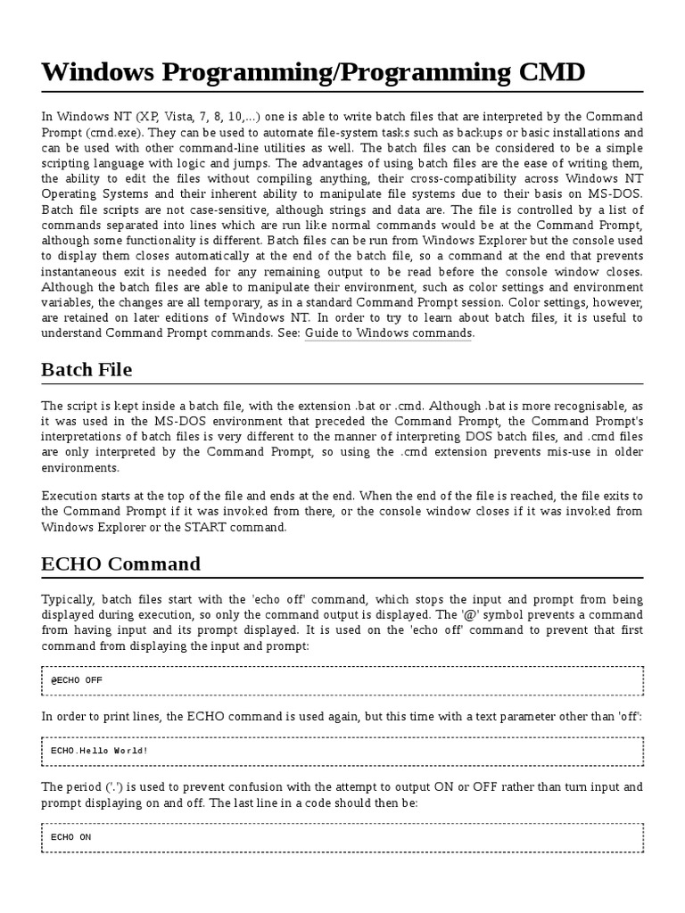Windows Programming Cmd Pdf Command Line Interface Parameter Computer Programming